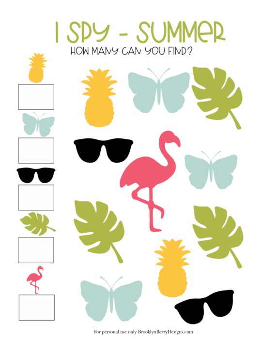 Summer I Spy Activity Page - Brooklyn Berry Designs