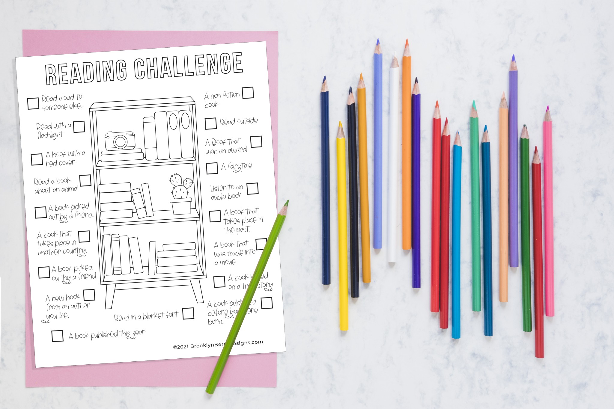 Reading Challenge Coloring Page - Brooklyn Berry Designs