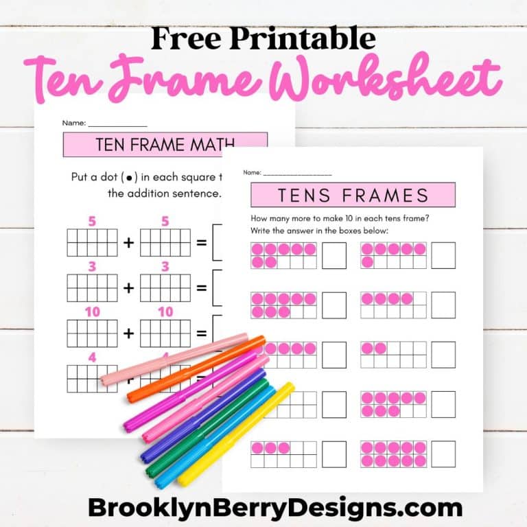 Free Printable Ten Frame Cards For School Activities - Brooklyn Berry ...